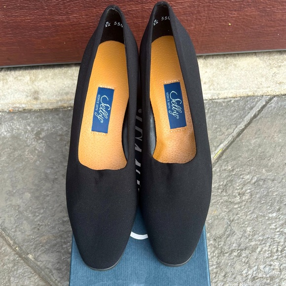 Selby | Shoes | Selby Black Stretch Material Low Heel | Poshmark